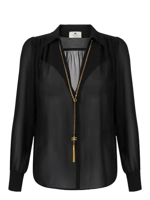 Elisabetta Franchi Chain Necklace Detailed Blouse - Black