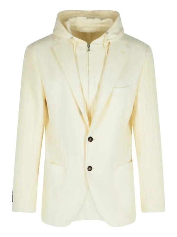 Eleventy Removable Sweatshirt Blazer - White