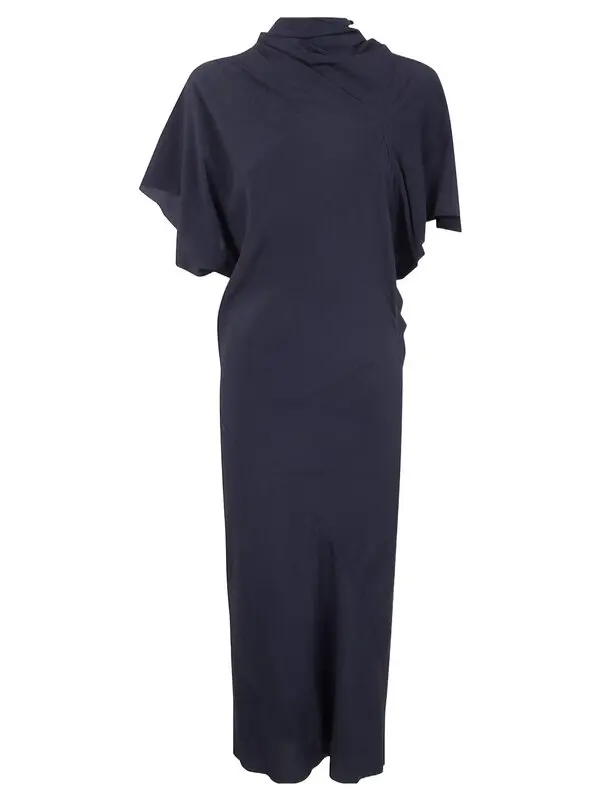 Rick Owens Asymmetrical Neck Midi Dress - Black