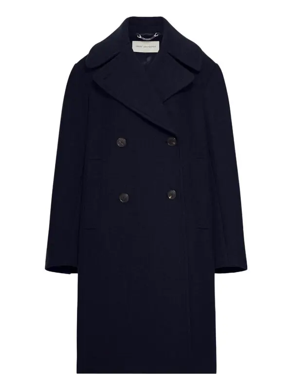 Dries Van Noten Long-sleeved Double-breasted Coat - Navy