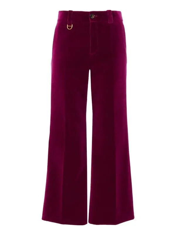 Chloé Cropped Bootcut Velvet Pants - Pansy Purple