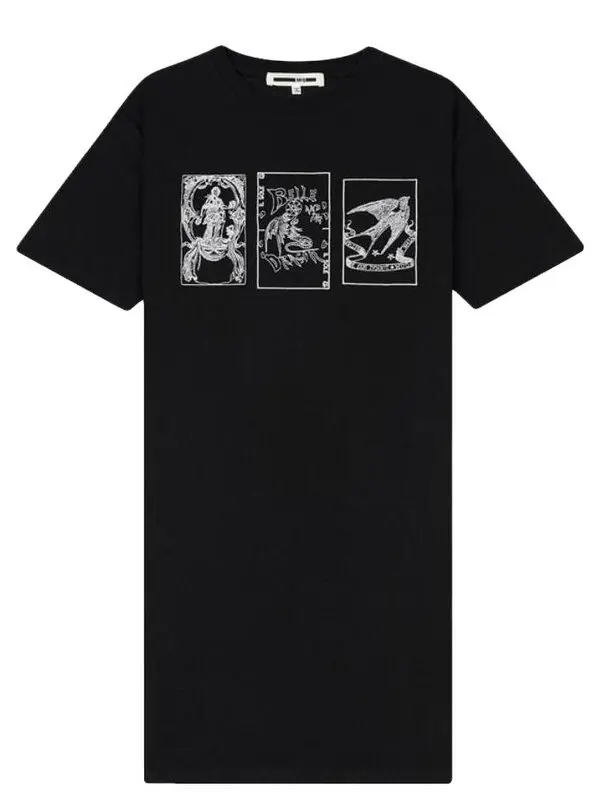 Alexander McQueen Printed Dress With Ribbed Details - Black