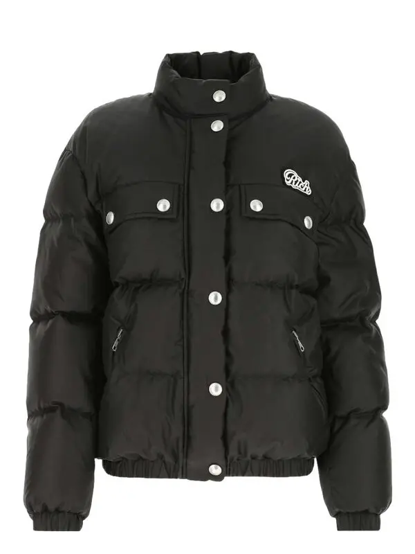 Alessandra Rich Logo-patch Puffer Jacket - Black