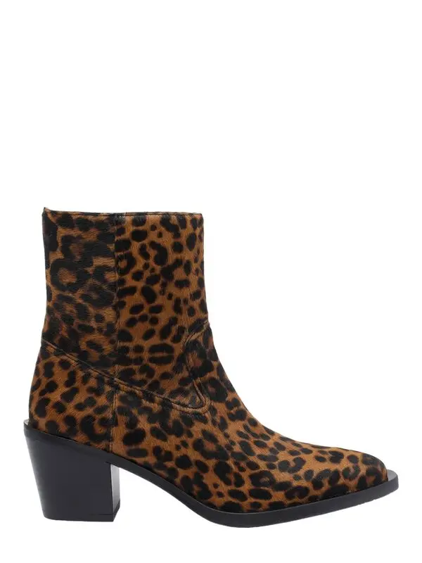 STUART WEITZMAN Leopard Print Ankle Boots - Black