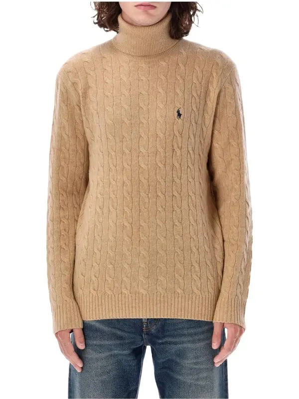 Polo Ralph Lauren Embroidered High-neck Sweater - Nude