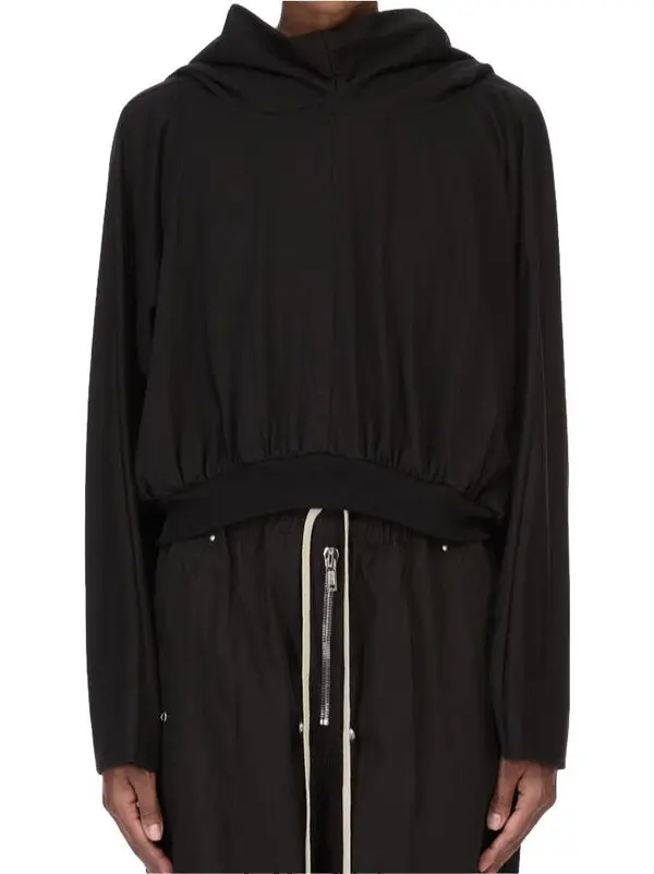 Rick Owens Cropped Hoodie - Black