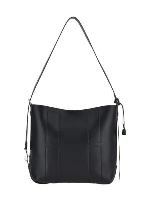 Hogan Small Hobo Bag With Metal H Ornament - Black