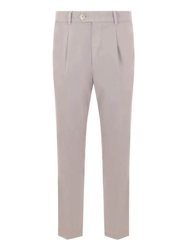 Brunello Cucinelli Leisure-fit Pleated Gabardine Trousers - Grey