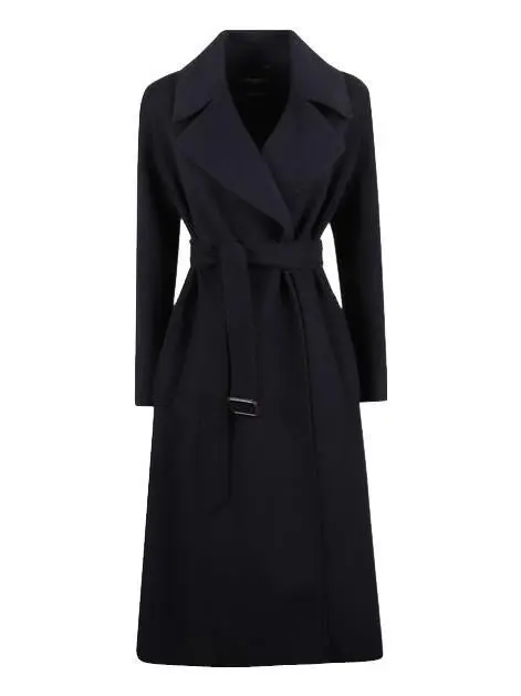 Max Mara Long Sleeve Belted Coat - Black