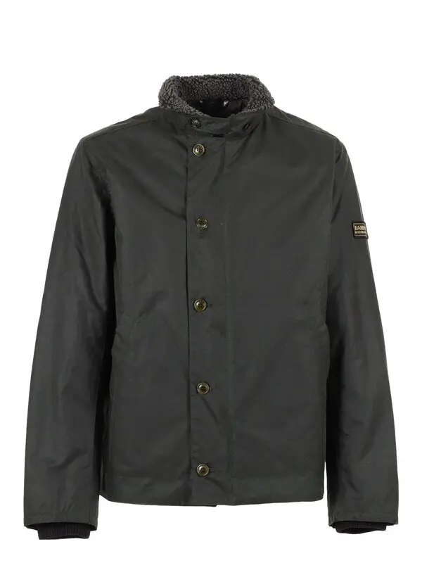 Barbour Long Sleeve Jacket With Button Closure And Textured Collar - Black