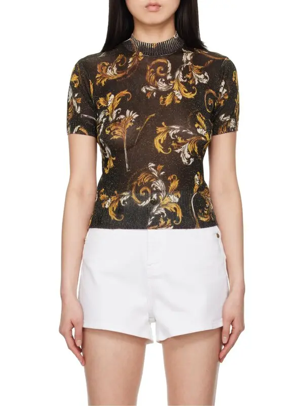 Versace Baroque Knit T-shirt - Black