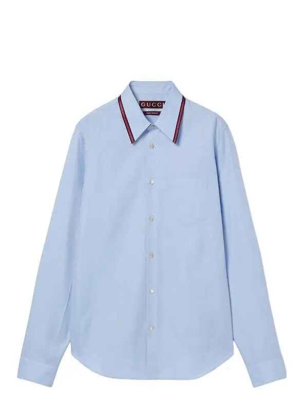 Gucci Web Trim Oxford Shirt - Light Blue