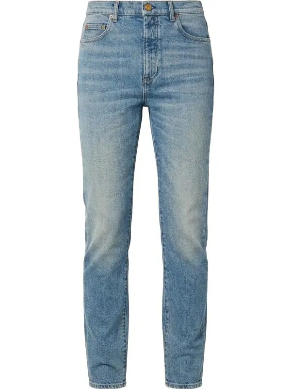 Gucci Logo Patch Skinny Fit Jeans - Blue