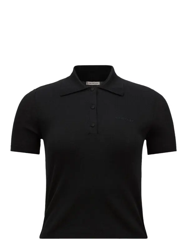 Moncler Logo Embroidered Short Sleeve Button-up Cardigan - Black