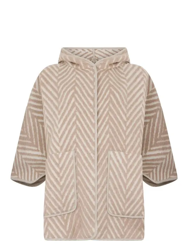 Peserico Zigzag Herringbone Hooded Cape - Nude