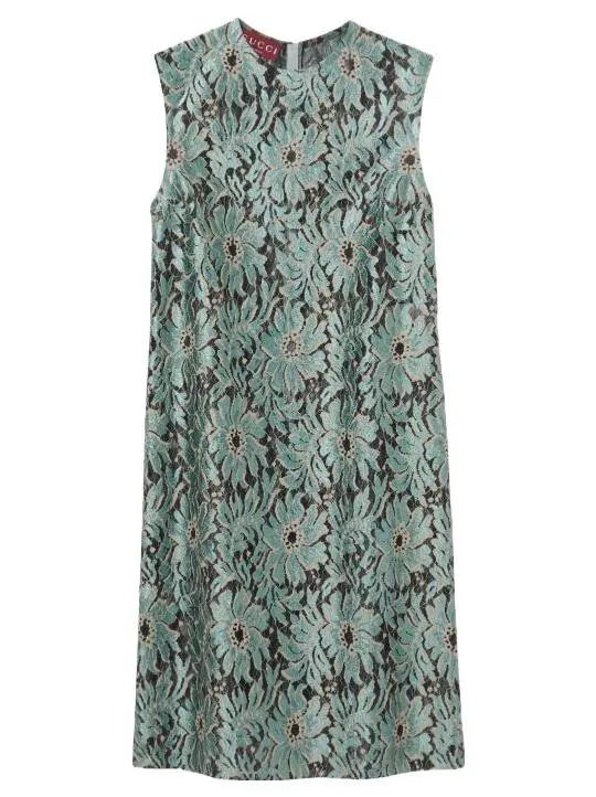 Gucci Floral Lace Sleeveless Dress - Green