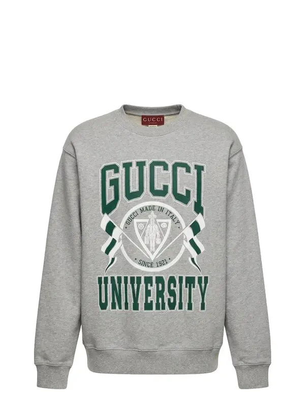 Gucci Logo Printed Crewneck Sweatshirt - Gray