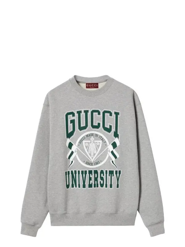 Gucci Logo Printed Crewneck Sweatshirt - Gray
