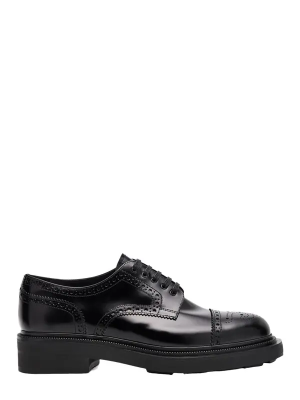 Prada Brogue Lace-up Derby Shoes - Black