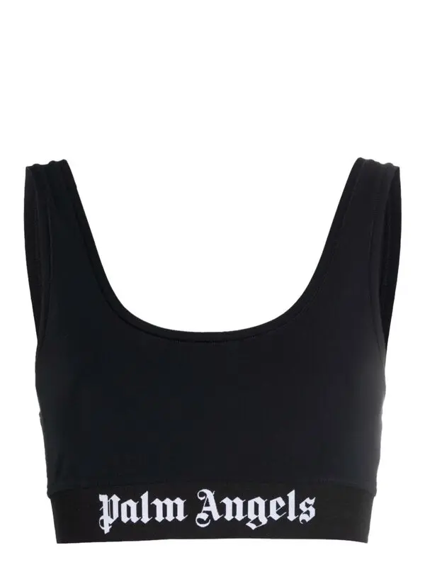 Palm Angels Scoop Neck Cropped Vest Top - Black