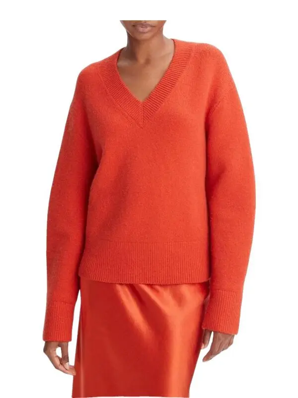 Vince Long-sleeved V-neck Sweater - Red