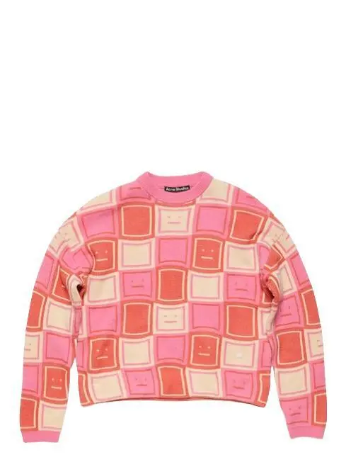 Acne Studios Logo Jacquard Crewneck Jumper - Rust Orange/tango Pink