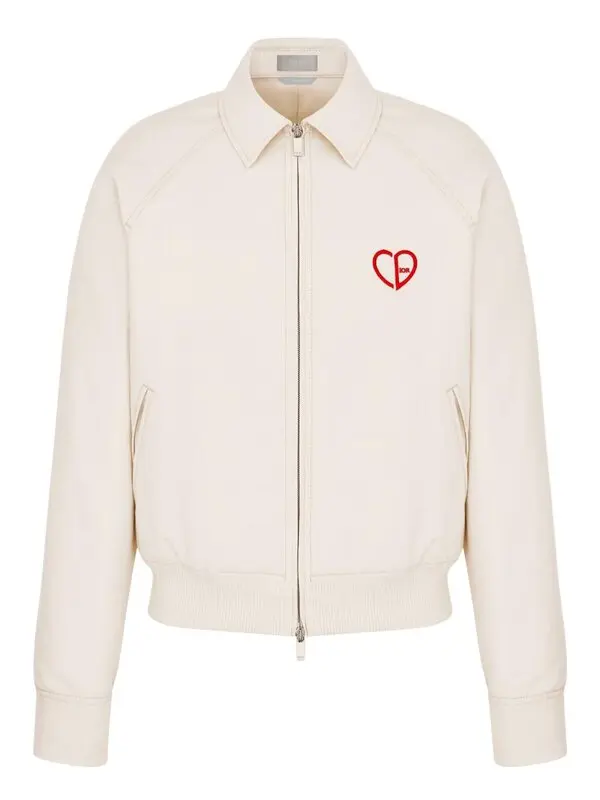 Dior Zip-up Long-sleeved Jacket With Cd Heart Embroidery - White