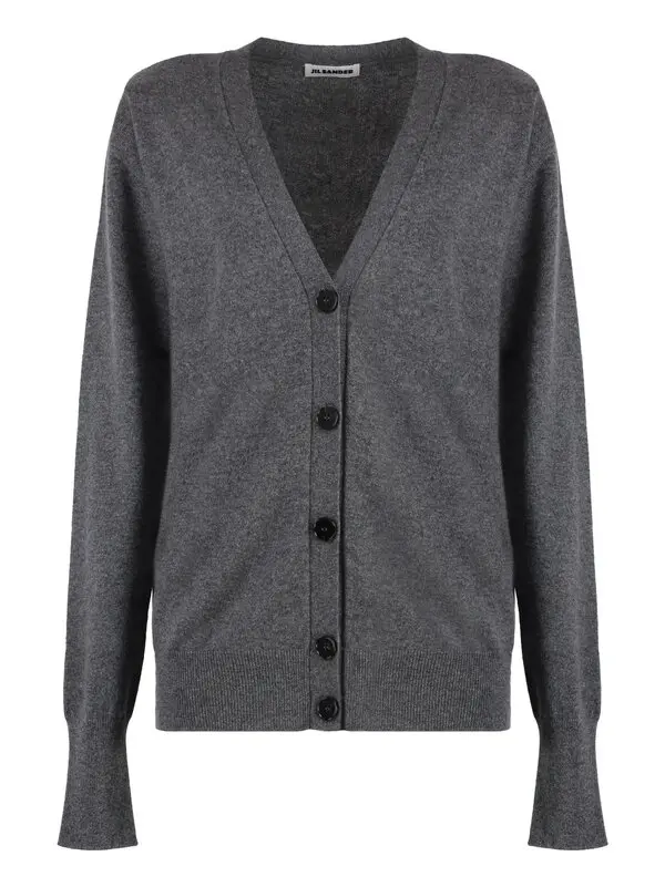 JIL SANDER V-neck Knitted Cardigan - Black