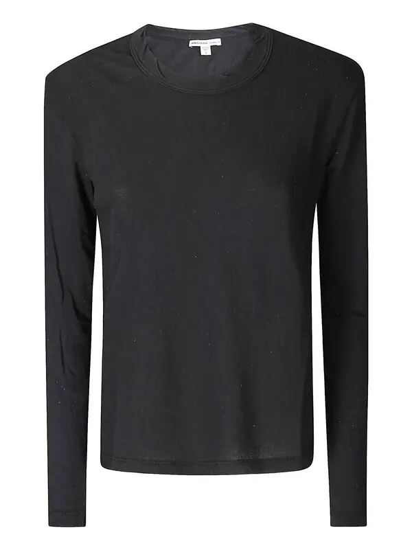 JAMES PERSE Crepe Jersey Oversized Long Sleeve Crew Neck T-shirt - Black