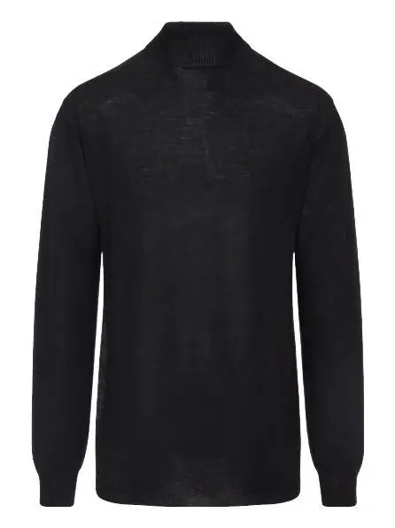 Rick Owens Turtleneck Sweater With Ribbed Details - Black
