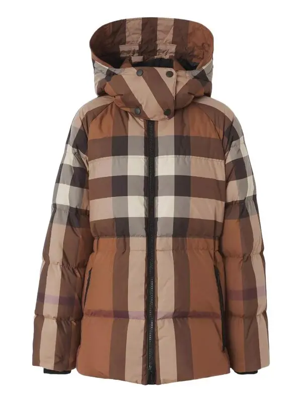 Burberry Vintage Check Hooded Puffer Jacket - Brown