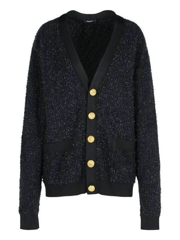 Balmain Buttoned V-neck Cardigan - Black