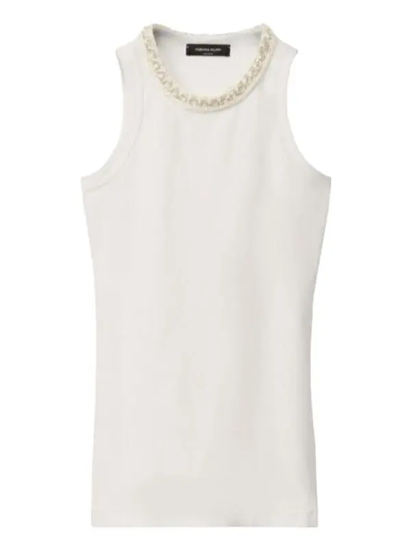 Fabiana Filippi Embellished Neckline Vest Top - White