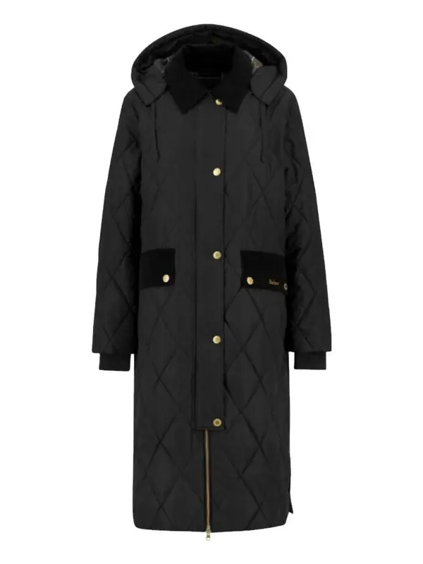 Barbour Quilted Hooded Coat With Knot Trim - Black