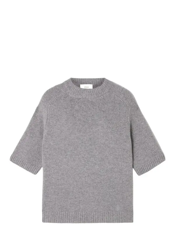 Loulou De Saison Cashmere Blend Short Sleeve Knitwear - Light Gray