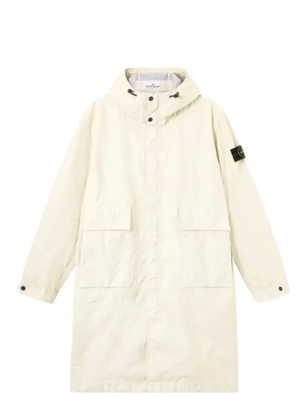 Stone Island Long Hooded Parka With Water-resistant Membrane - Ivory