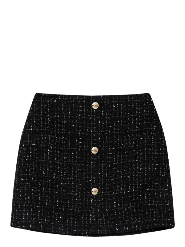 ANINE BING Mateo Tweed Miniskirt With Front Buttons - Black