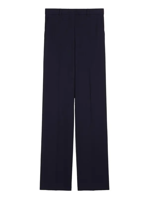 Max Mara Pleat Detailed Straight Leg Trousers - Navy Blue