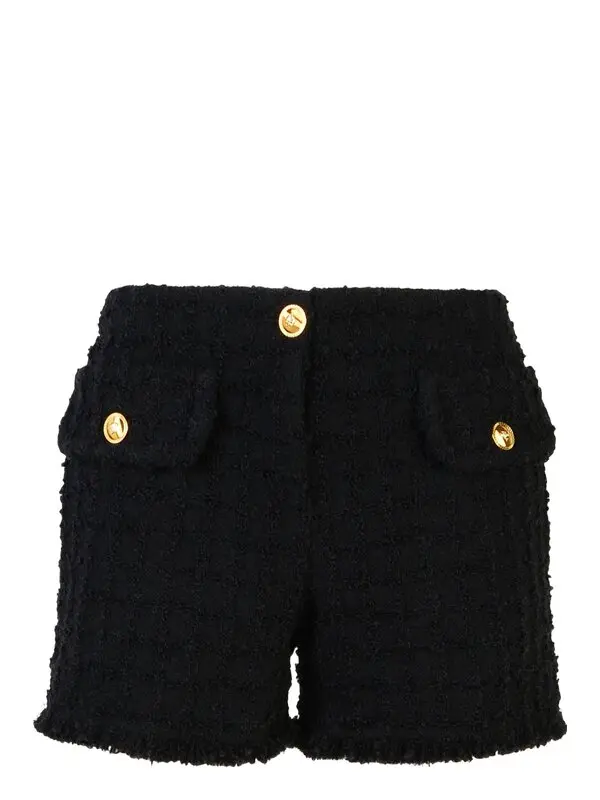 Versace Fringed Hem Blend Shorts - Black