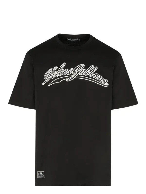 Dolce & Gabbana Branded Cotton T Shirt - Black