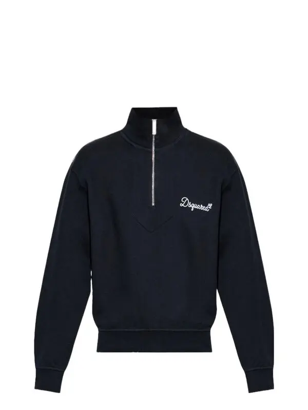 Dsquared2 Half-zip Sweatshirt With Logo Embroidery - Black