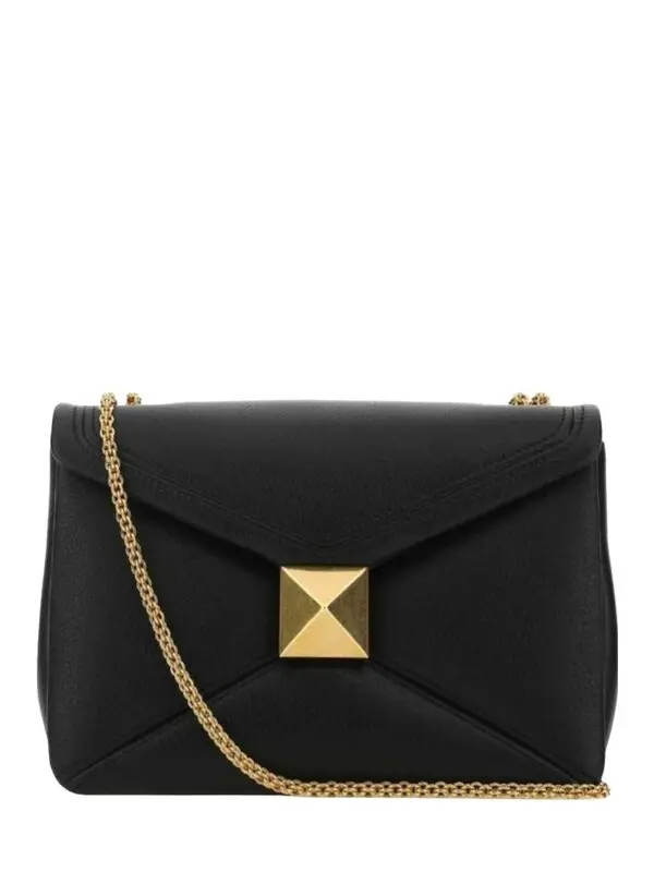 Valentino Garavani One Stud Foldover Top Shoulder Bag - Black