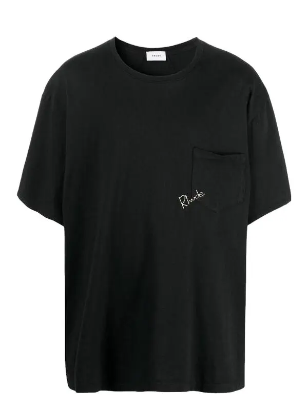 Rhude Embroidered-logo Cotton T-shirt - Black