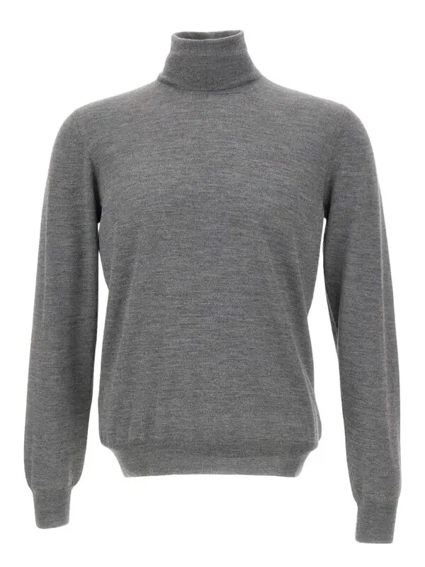 GRAN SASSO Long-sleeved Turtleneck Jumper In Wool-silk Blend - Grey
