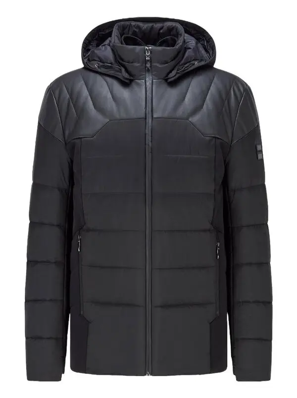 Hugo Boss Hooded Quilted Jacket - Black