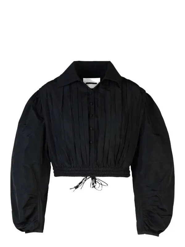 JIL SANDER Long-sleeve Gathered Cropped Blouse - Black