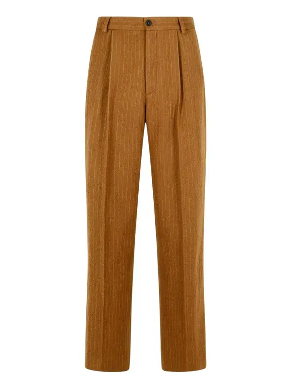 Dries Van Noten Mid-rise Straight Leg Pleated Trousers - Brown