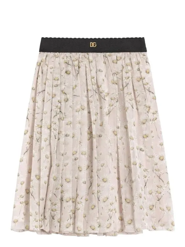Dolce & Gabbana Pleated Daisy-print Midi Skirt - Multi-color
