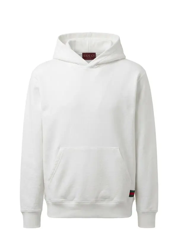 Gucci Cotton Jersey Hoodie With Web Trim - White
