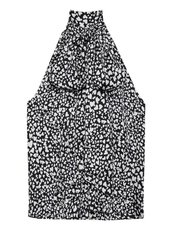 ANINE BING Brooke Top With Heart Print - Black/white